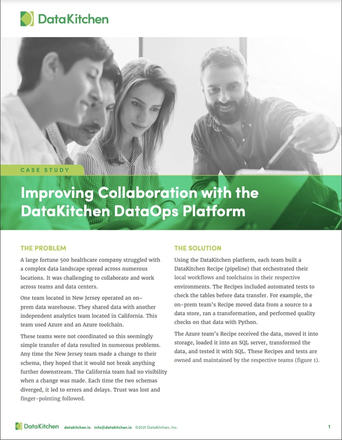 Case Study Improving Collaboration with DataKitchen's DataOps Platform